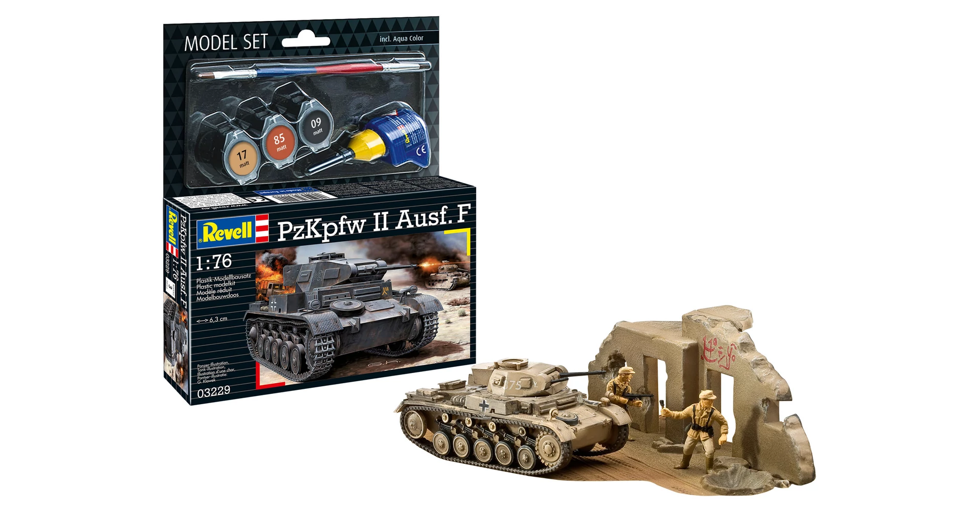 Revell 1:76 PzKpfw II Ausf. F makett készlet kiegészítőkkel - MAKETT TANK