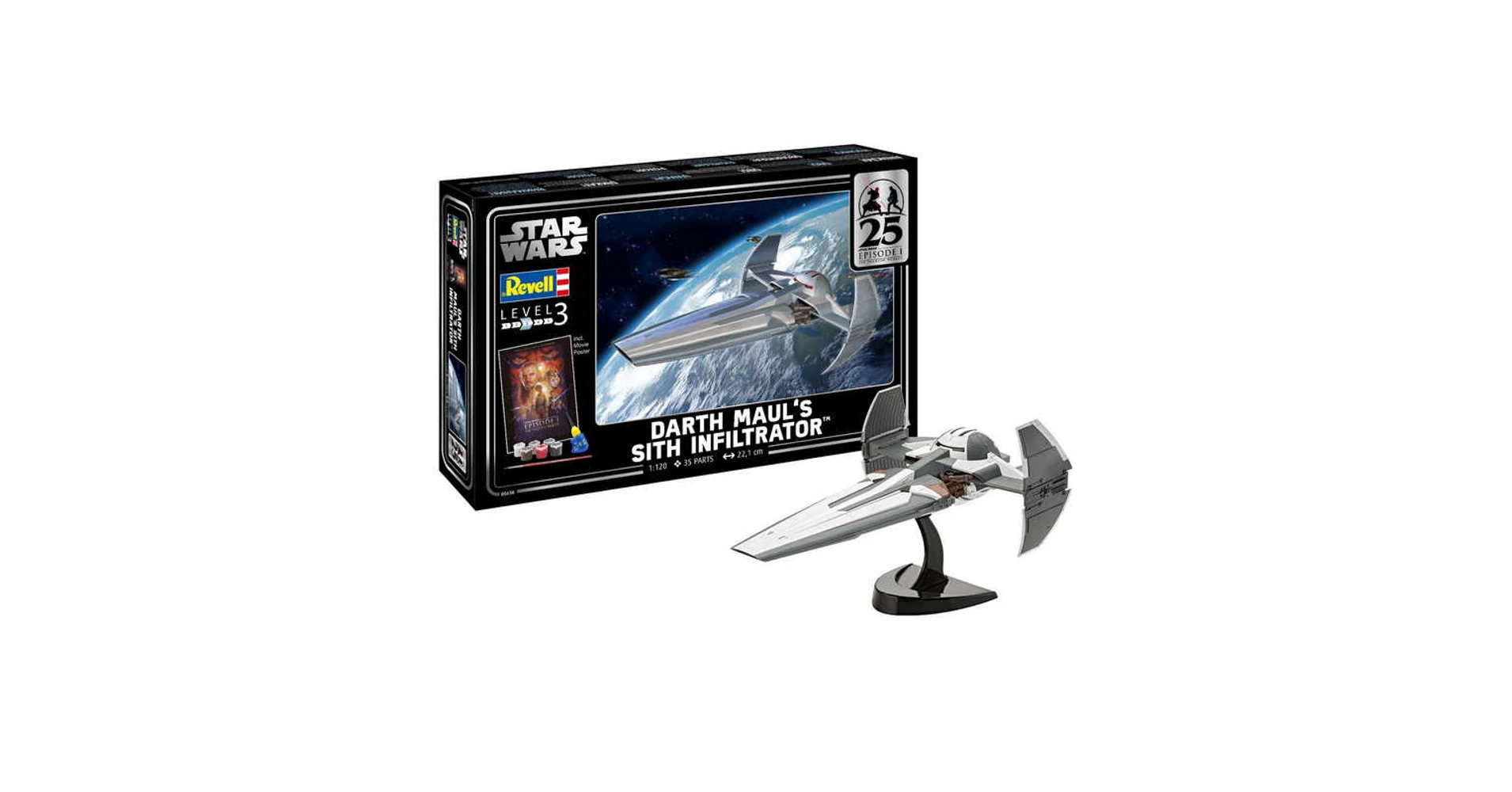 Revell 1:120 Darth Mauls Sith Infiltrator EP1 25th Anniversary SET Star ...