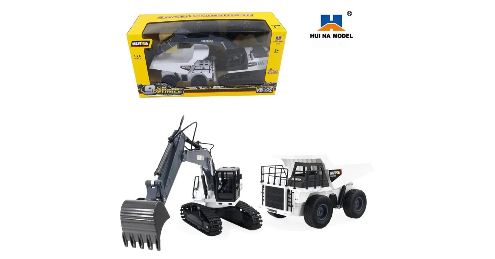 HUINA 1559 2 az 1-ben távirányítós mini dömper és markoló ...